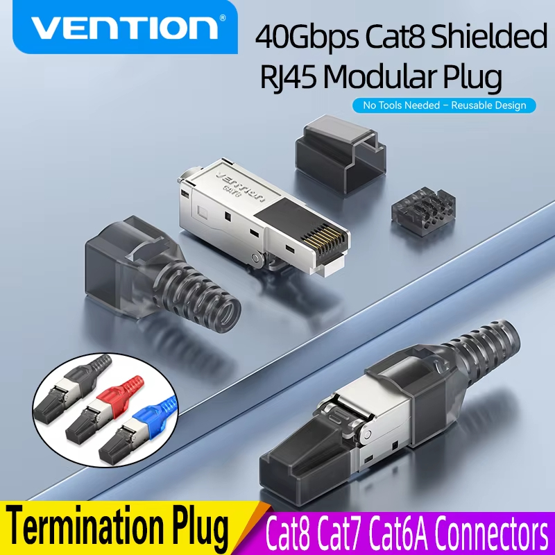 NEW RJ45 Cat8 Cat7 Cat6A Connectors RJ45 Metal Tool Free Easy ...