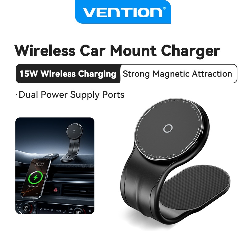 Vention 15W Magnetic Car Phone Holder, Wireless Charging Mount for ...
