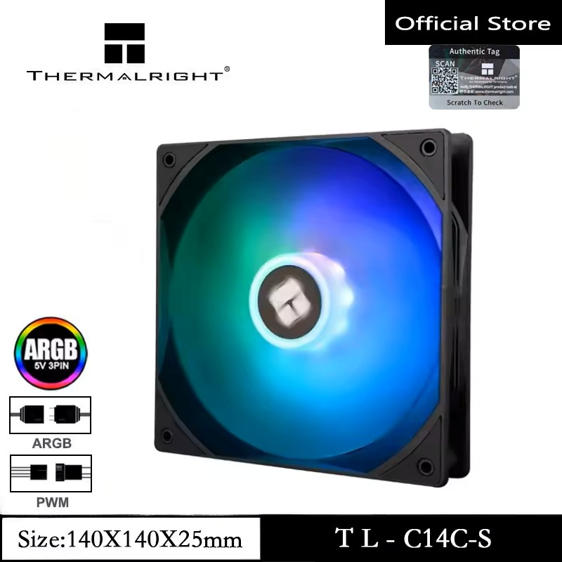 Thermalright TL-C14C-S ARGB Case Fan 140mm Cooler Fan 1500RPM CPU Fan 4Pin PWM Silent Computer ...
