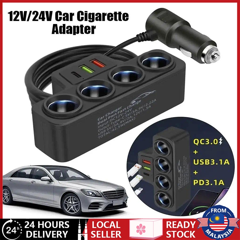 [Local Shipment] 120W 7 Port USB Car Charger Splitter Quick Charge 12V ...