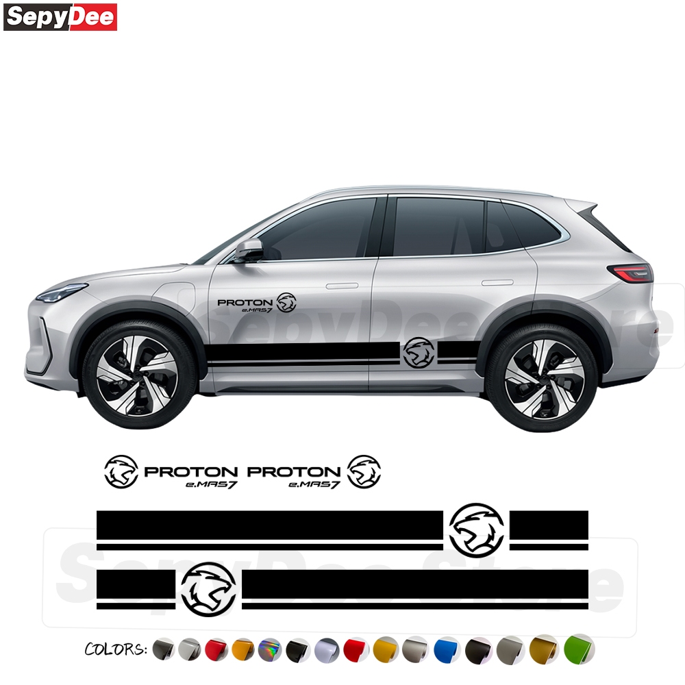 Racing Sport Stripes Decal For Proton e.MAS 7 Car Door Side Skirt ...