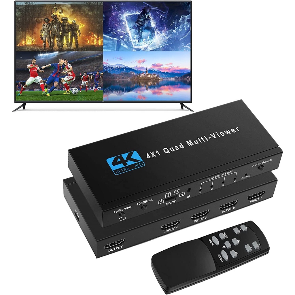 4K HDMI Quad Multi-Viewer 4x1 1080P HDMI 4 Screen Multiviewer Seamless ...