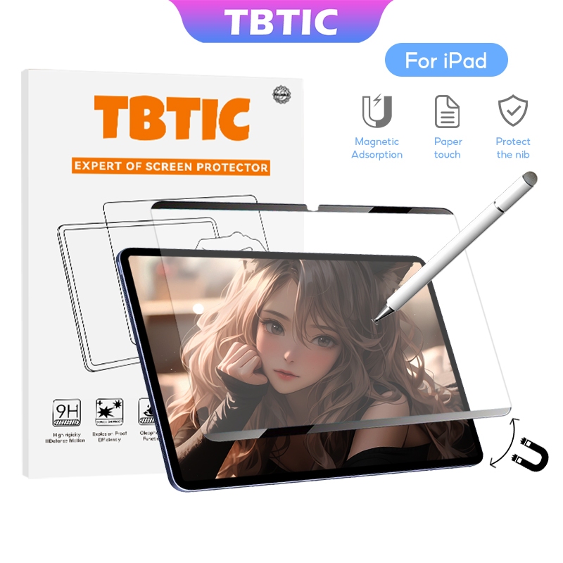 TBTIC Magnetic Matte Paper Like Screen Protector For iPad Air 7 M3 2025 ...
