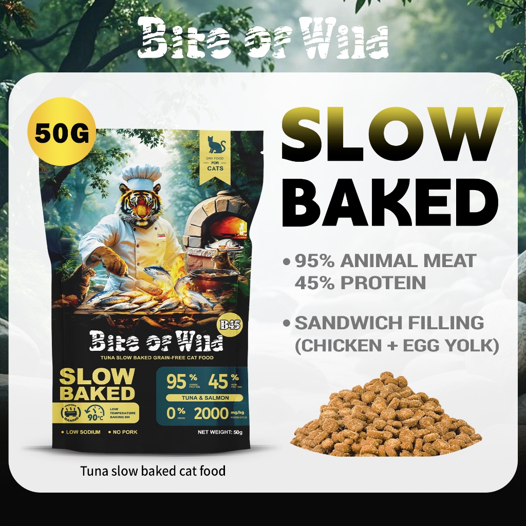 Bite Of Wild B45 Probiotic Slow Baked Cat Food 50g Tuna Cat Kibbles 45% ...