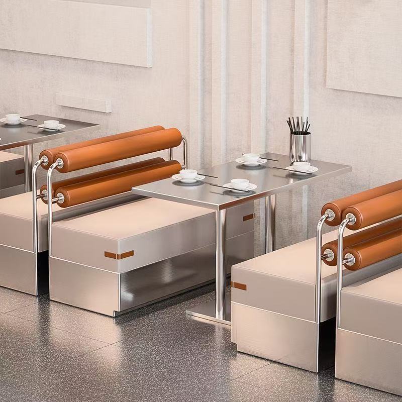 Stainless Steel Table Chair Combination Dessert Shop Milk Tea Shop ...