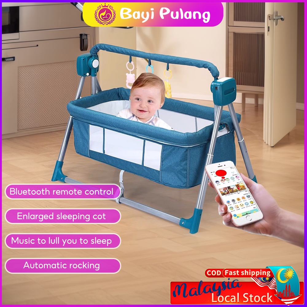 Electric Rocking Bed Newborn Baby Cot can Swing Bluetooth music Smart ...