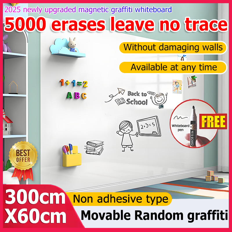 【24-hour shipping】300cmX60cm whiteboard sticker magnetic whiteboard ...