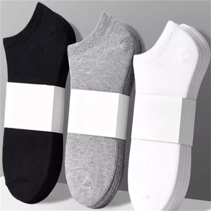 Black and white gray socks, men's short socks, boat socks, shallow ...