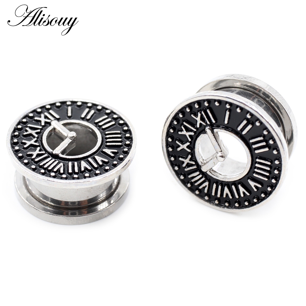Alisouy 2 Pieces Multiple Styles Screw Ear Flesh Tunnel Plugs Piercing ...