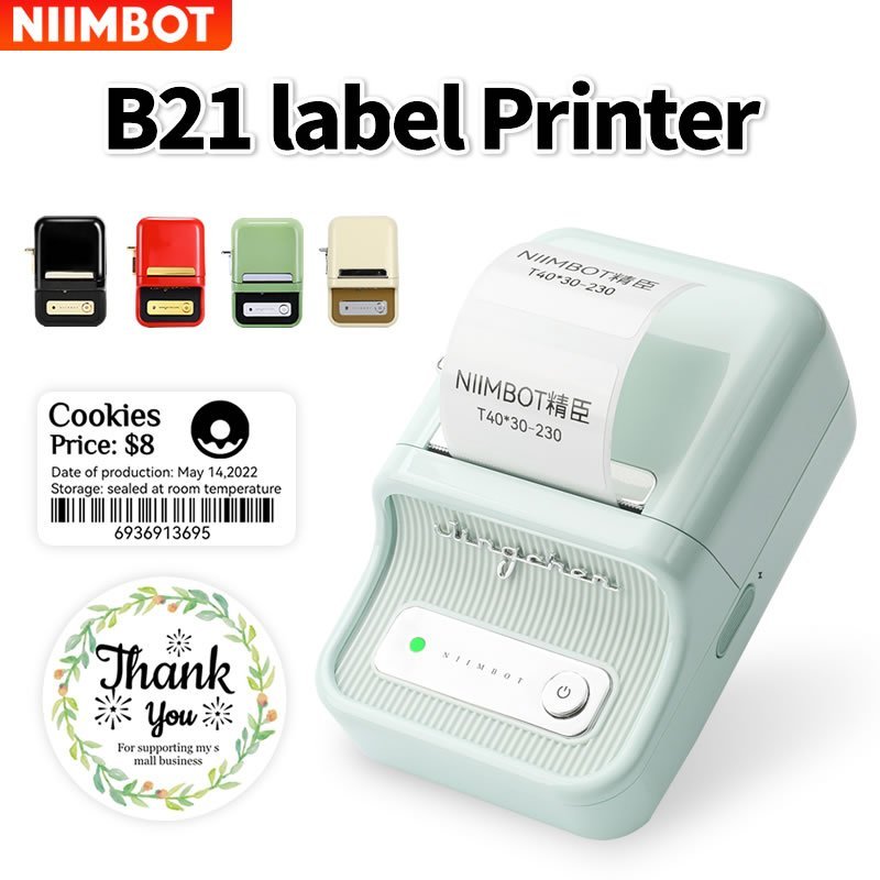 NIIMBOT B21 Barcode Label Printer Portable Bluetooth Thermal Mini Label ...