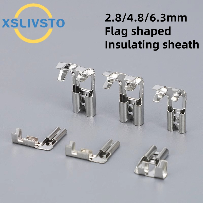 50pcs Flag type plug spring Female Terminal 6.3mm/4.8/2.8mm right Angle ...
