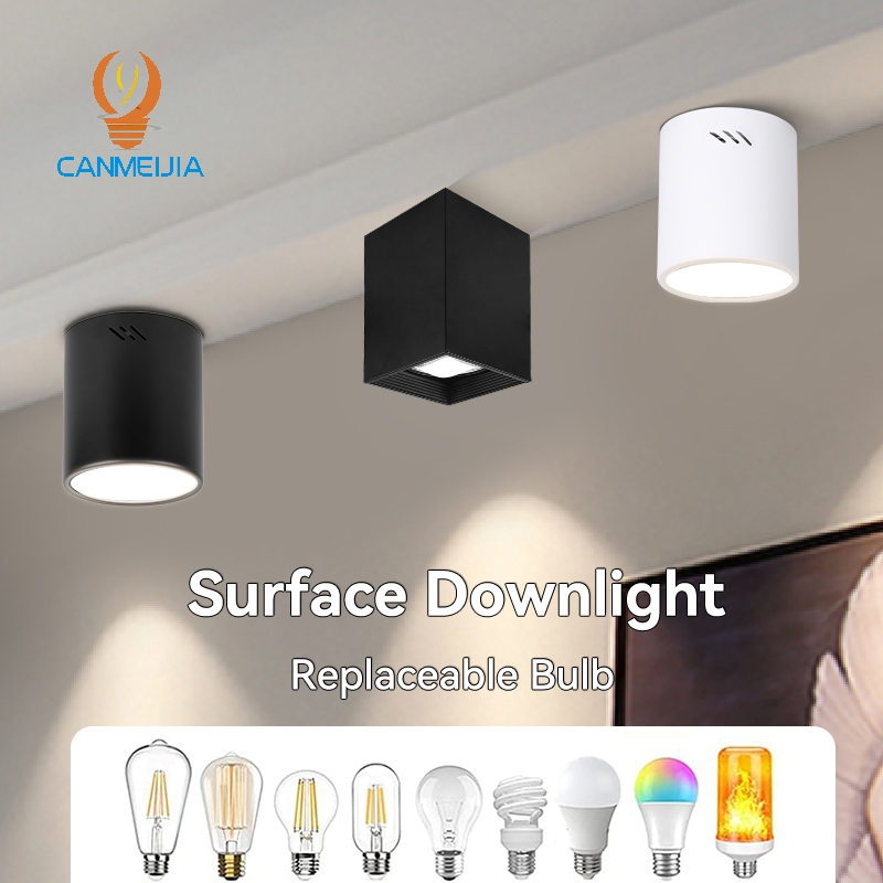 3 Colors Surface Downlight E27 Bulb Replaceable 3.5" 4" Led Ceiling ...