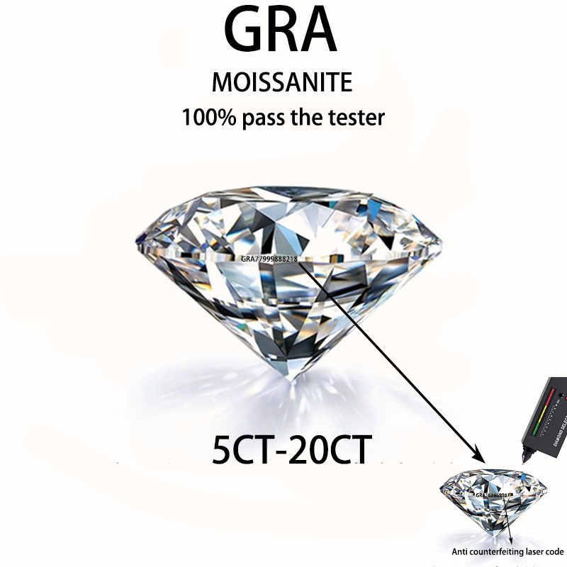 [With GRA certificate] 5ct-20ct real moissanite bare stone, rings ...