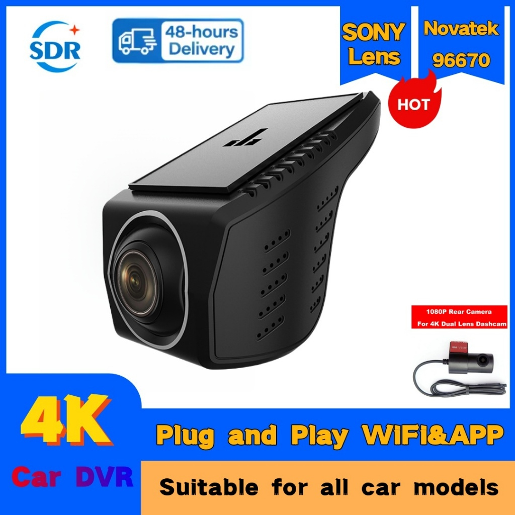 Dash Cam Universal Wifi Vehicle DVR Camera Full HD 4K Front and Rear ...