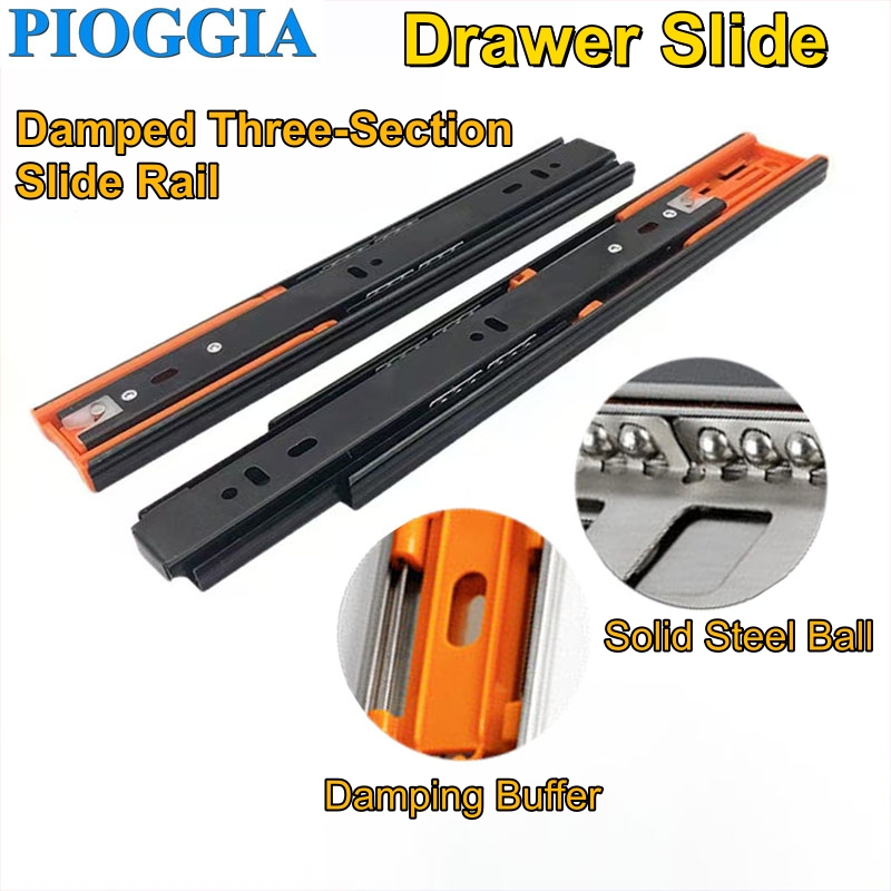 PIOGGIA Sealed ball bearing telescopic drawer three-level slide rail ...