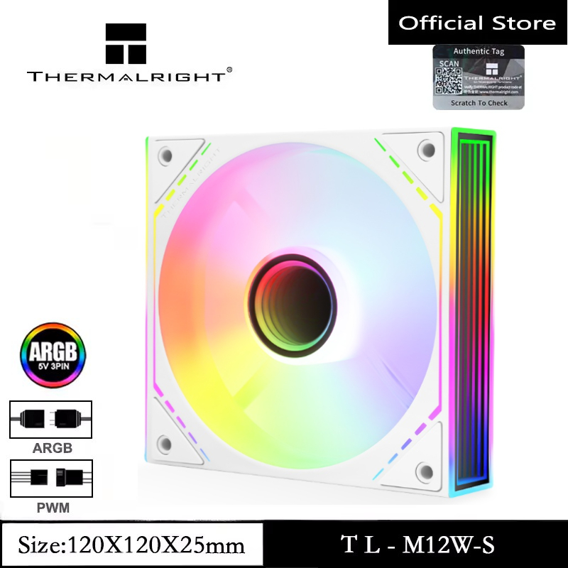 Thermalright TL-M12W-S ARGB Case Fan 120mm CPU Cooler Fan Comes with ARGB Mirror Light Effect PC ...