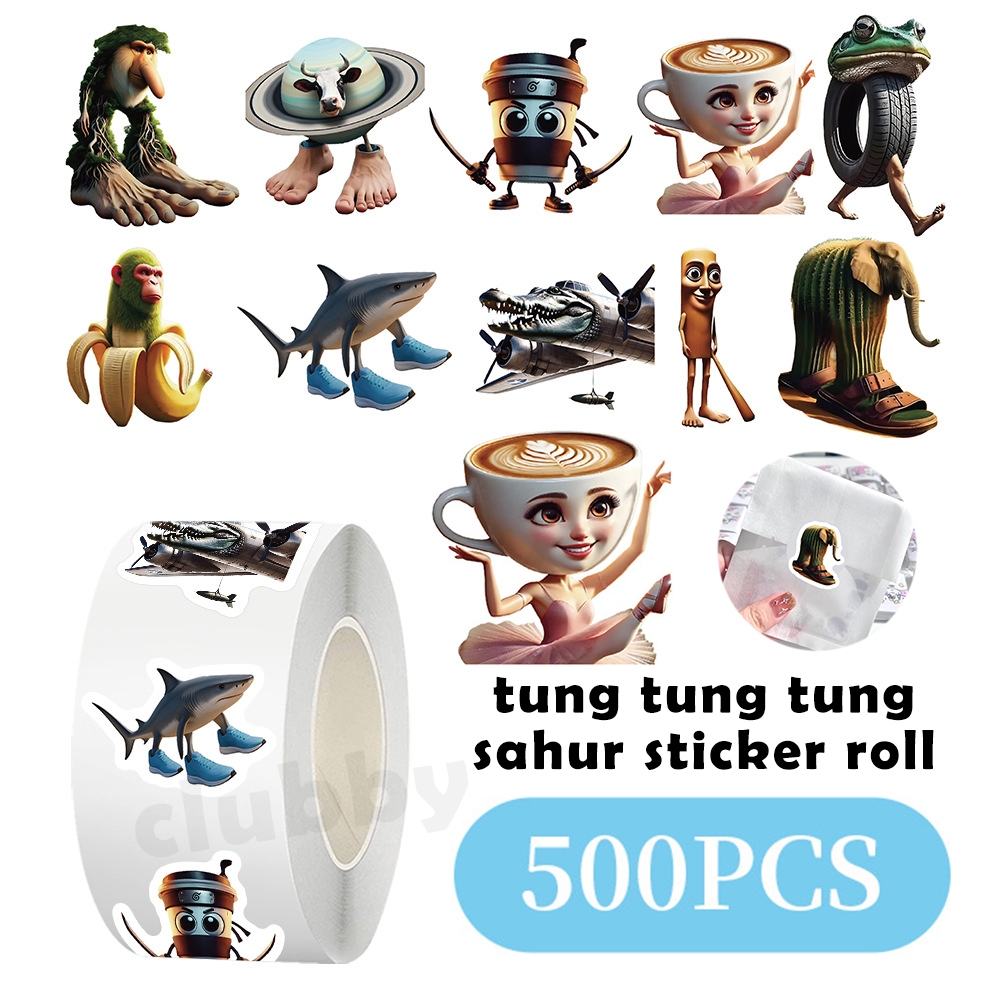 500 Tung Tung Sahur sticker roll italian brainrot stiker cute DIY PC ...