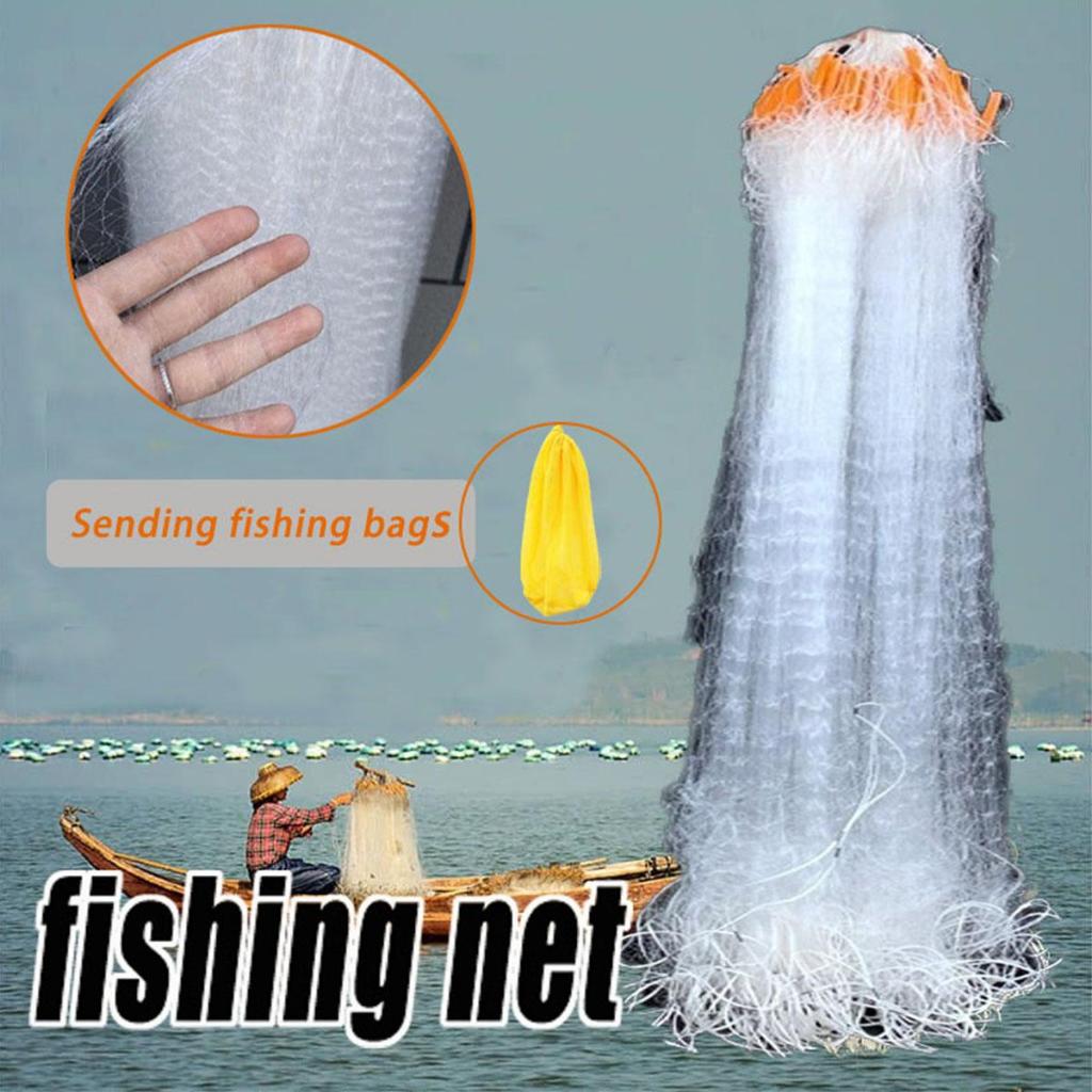 Fish Net Three Layers Floating Net Sticky Net Fishing 25M-90M Lambat ...