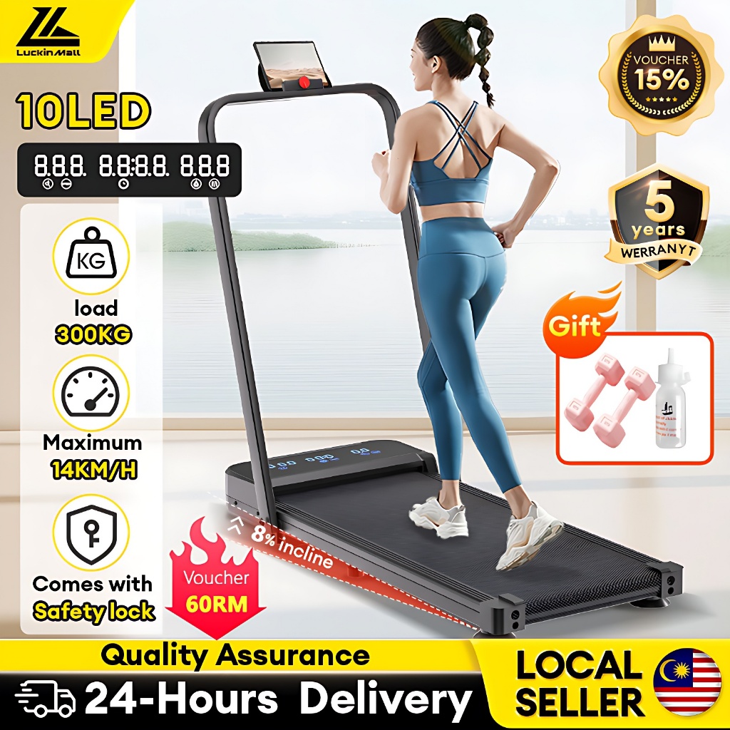 Luckinmall Walking Treadmill Indoor Running Walking Pad Foldable Smart ...