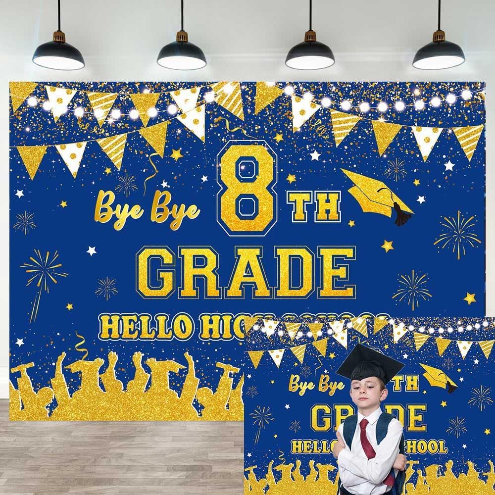 5x3ft Bye Bye 8th Grade Hello High School Photography Backdrop Blue ...
