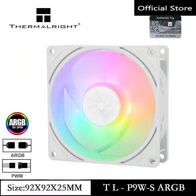 Thermalright TL-P9W-S ARGB White 92mm CPU Fan Computer Case Fan Quiet 2200RPM Speed 4PIN PWM PC ...