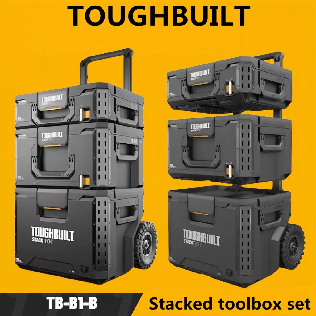 TOUGHBUILT Stacking Toolbox Set 3-Piece Set, TB-B1-B-70R Tool Trailer ...