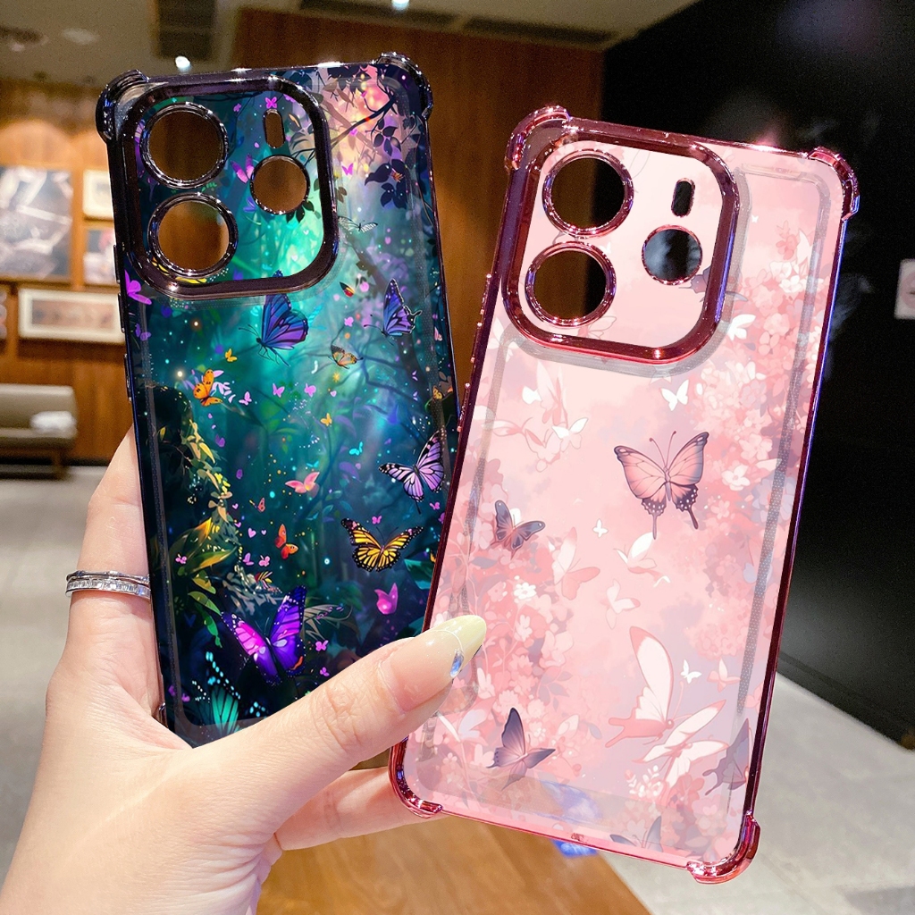 for Xiaomi Redmi Note 14 13 Pro 5G 4G 12 13C 14C Butterfly Flower Clear ...