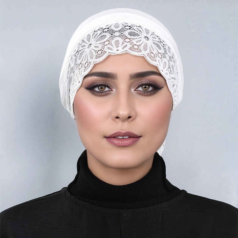 Jifang New Design Flower Floral Lace Modal Cotton Inners Raya Muslim ...