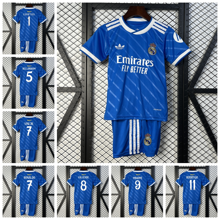 2025-26 Season Real Madrid Third Away Kids Jersey Sets Courtois ...
