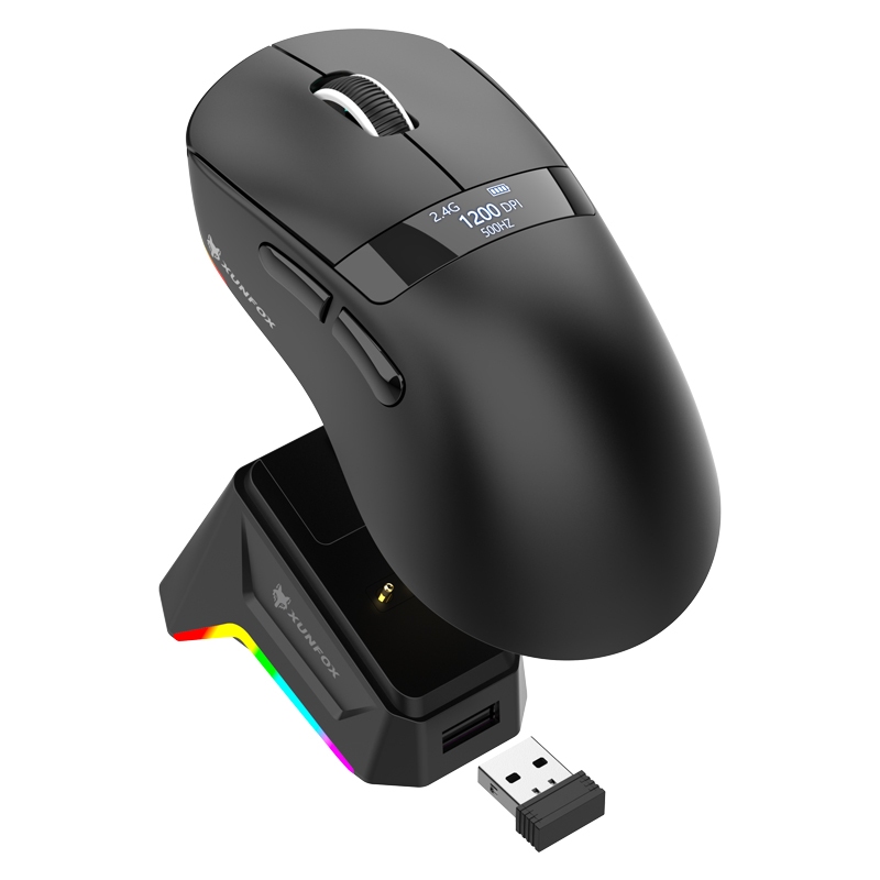 XUNFOX H9 Pro Triple-Mode Gaming Mouse: 2.4G/BT/Wired, 6 DPI Gears ...