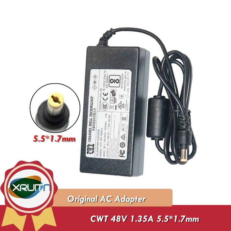 Genuine CWT 48V 1.35A 65W AC DC Adaptor KPL-065S-II KPL-065S-VI For ...