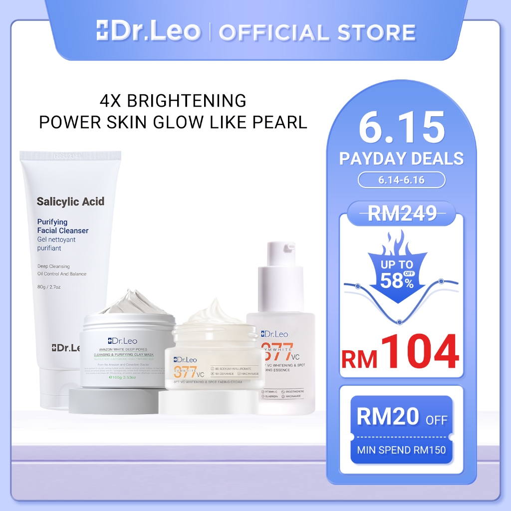 Dr.Leo Whitening 4 Pcs Skincare Set 377 VC Serum+377 Dark Spot Niacinamide Brightening ...