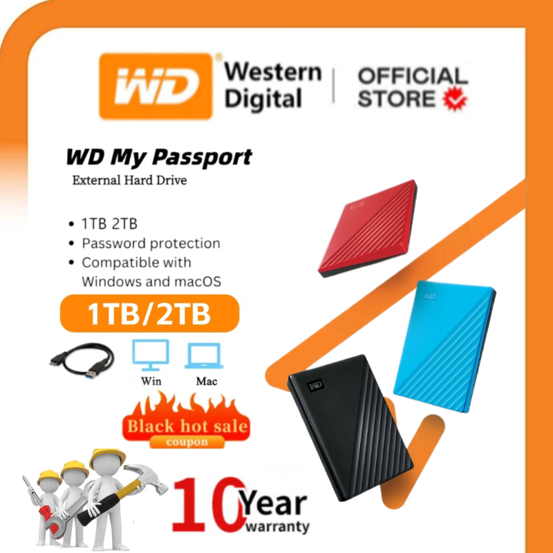 Western Digital （NEW）WD External Hard Drive 2TB /1TB USB 3.0 Portable ...