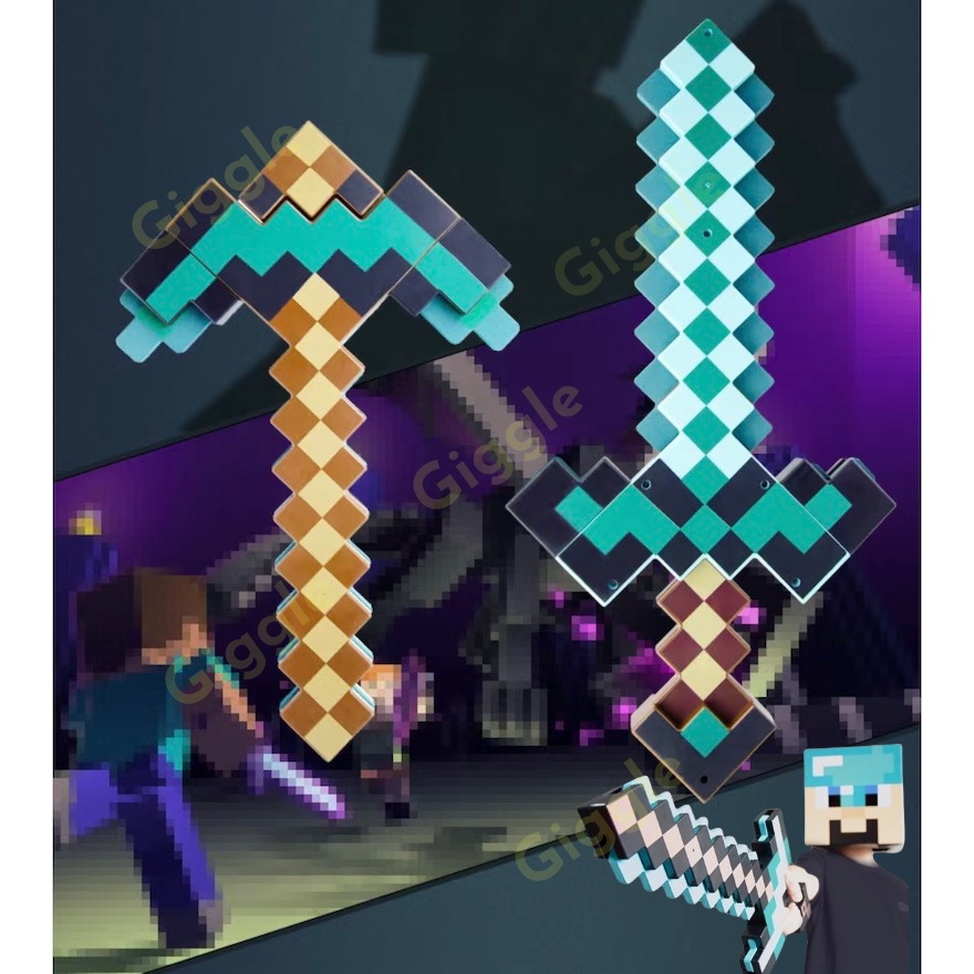 Minecraft Sword-pickaxe 2 in 1 MC Dual-Function Sword Pickaxe Sword ...