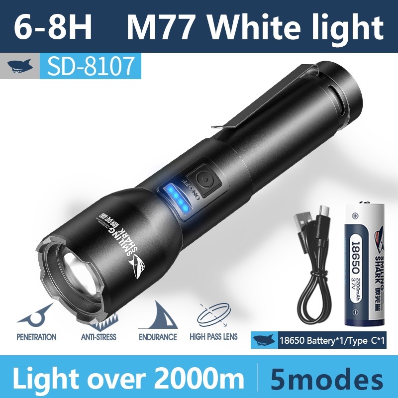 Smiling Shark SD8107 Torch Light M77 8400LM Super Bright Flashlight ...