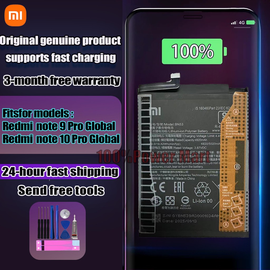 2025 Years 100% Original Xiaomi Redmi note 9 Pro/note 10 Pro battery ...