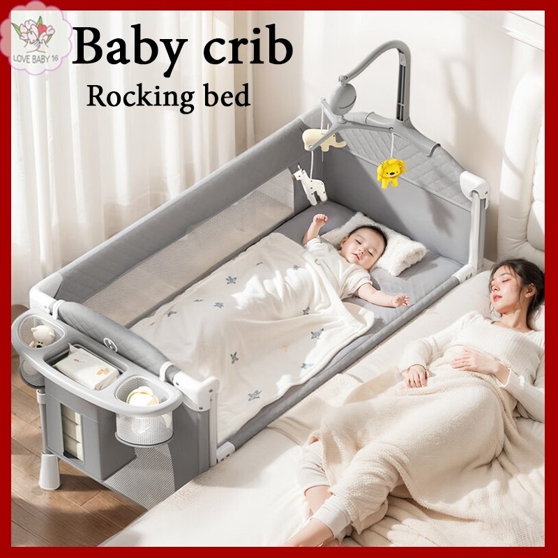 Newborn bed Baby cradle Multifunctional baby bed with wheels Rocking ...