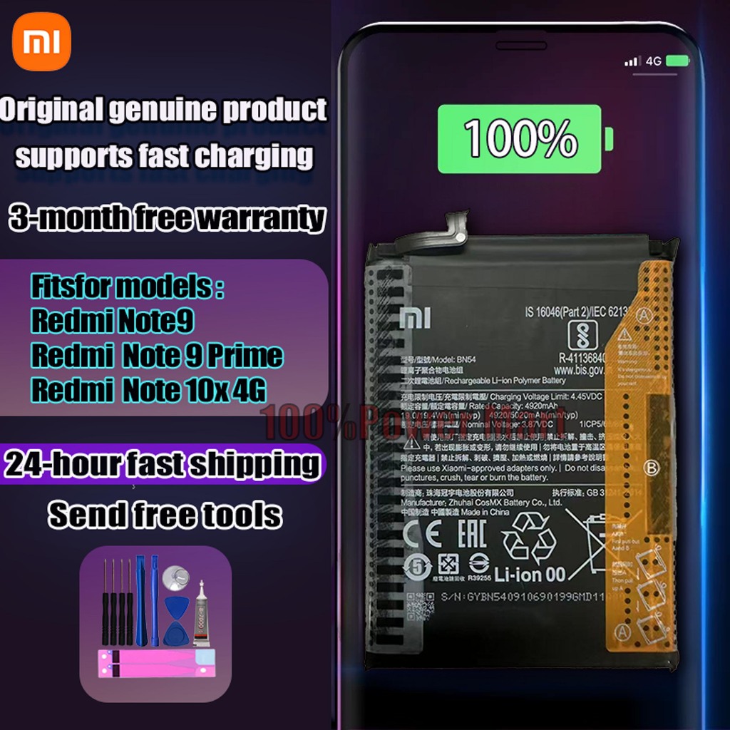 2025 Years 100% Original Xiaomi Redmi Note9 battery Replace/Model BN54 ...