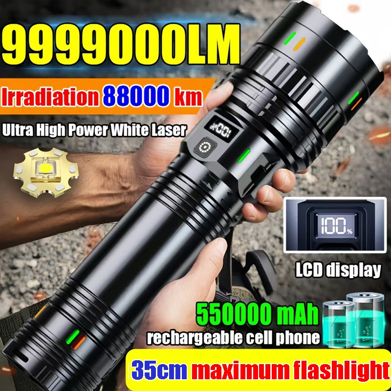 【35cm Super Large Long-Range Flashlight】torch light rechargeable torch ...