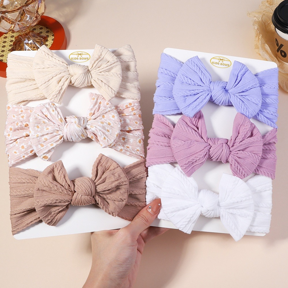 KidsBows Nylon Elastic Turban Bowknot Baby Headbands - Solid Colour (3 ...