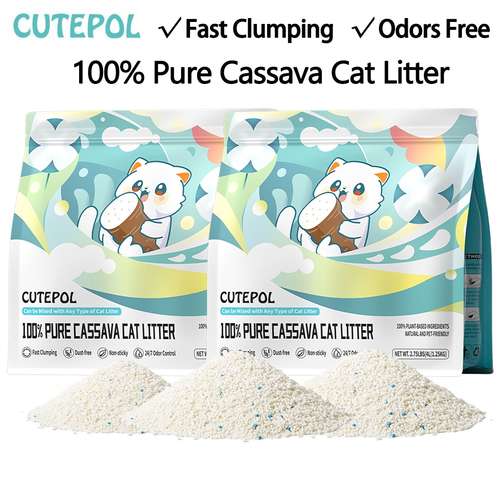Cutepol Pure Cassava Cat Litter Super Clumping Anti-stick 28L/16L Cat ...