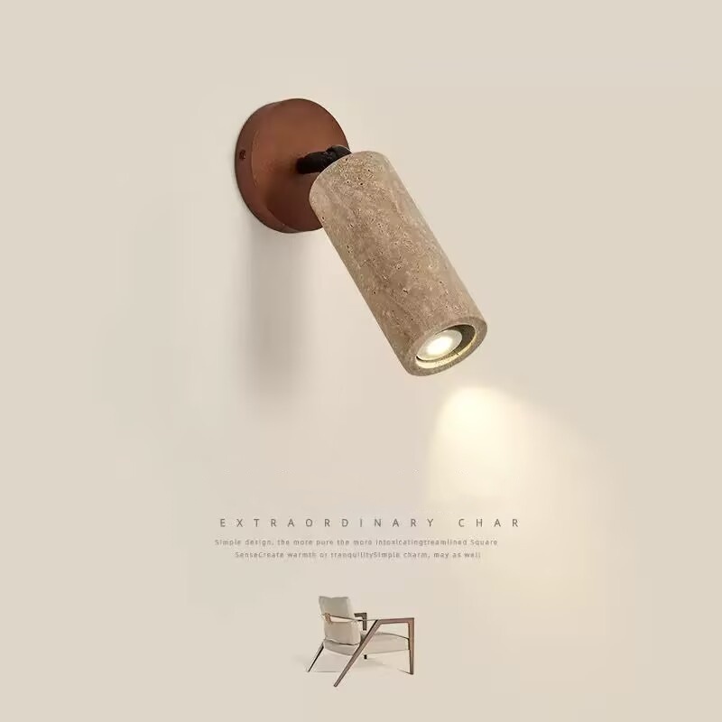Vintage Travertine Stone Spotlight Walnut Wall Light for Hallway ...