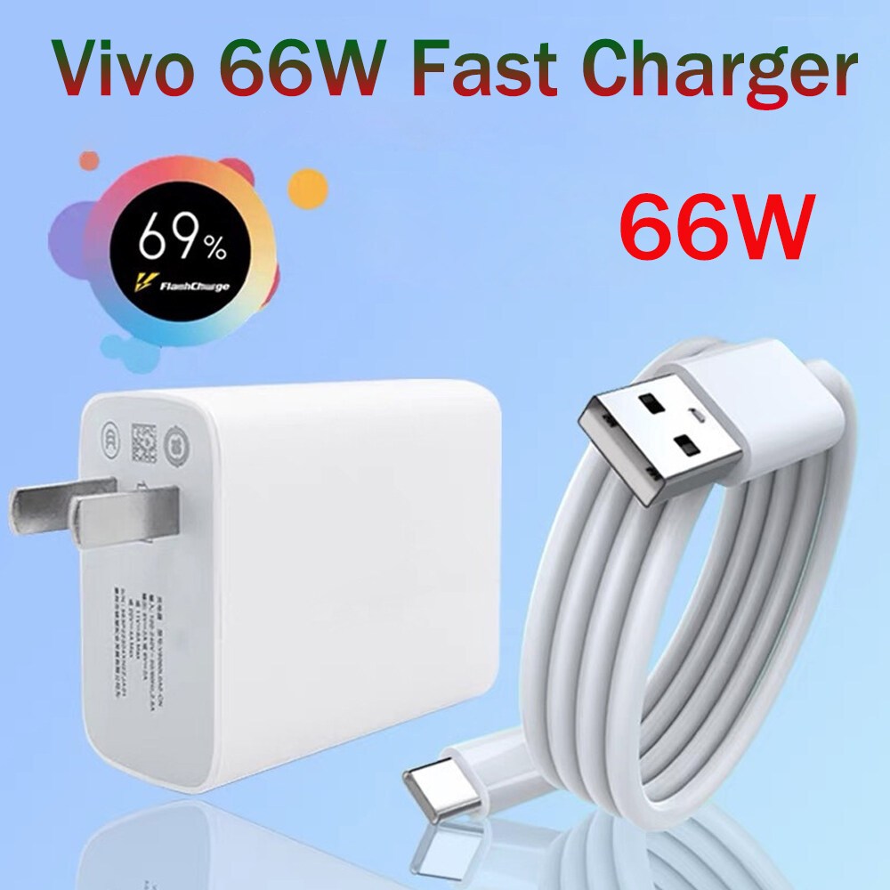 For Vivo 66W Ultra Fast Flash Charging Charger With USB-C Quick ...