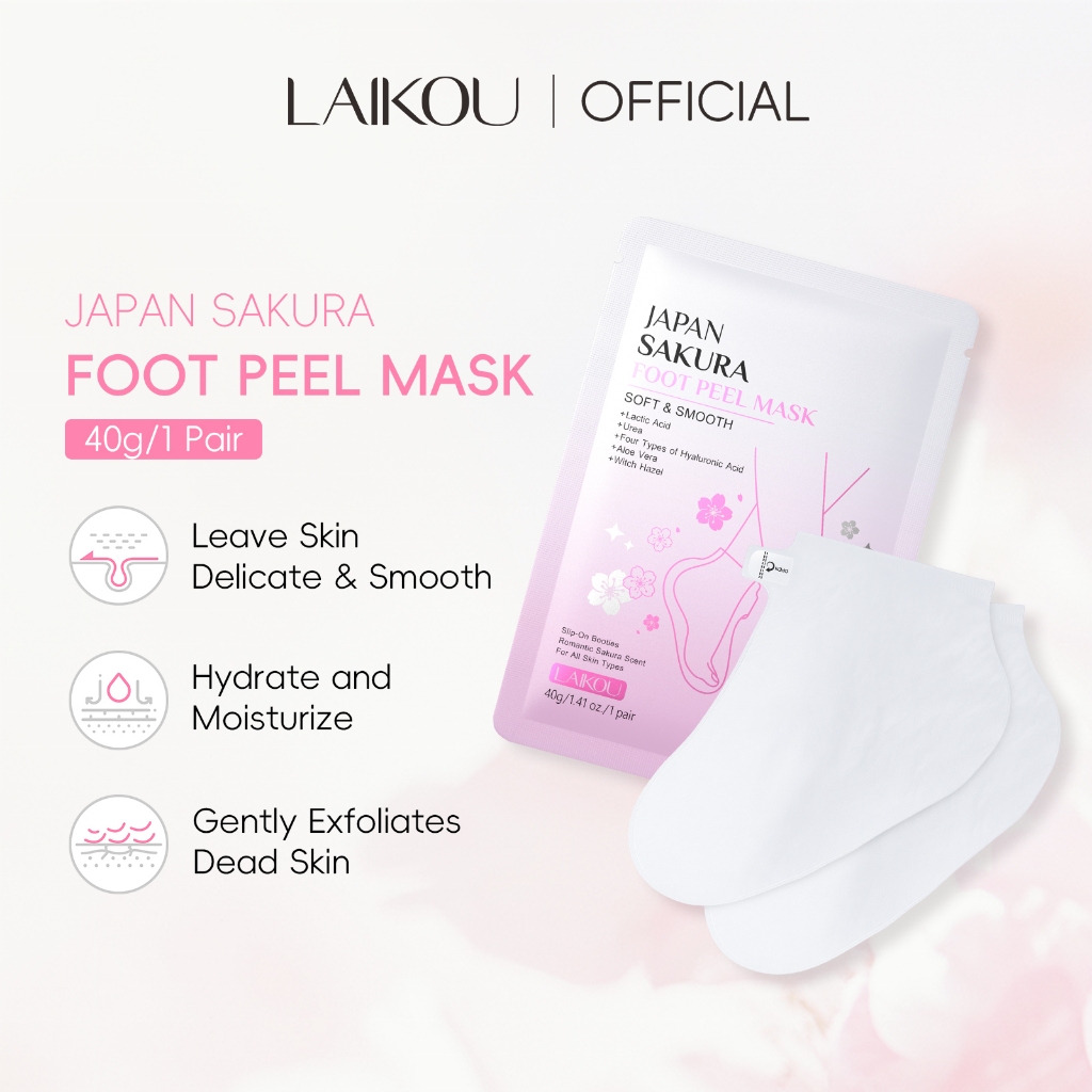 LAIKOU Japan Sakura Foot Peel Mask Romantic Sakura Scent Peel Away ...