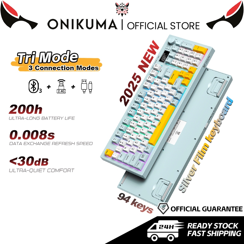 ONIKUMA G80 Wireless Keyboard 94Keys Tri Mode Bluetooth Silent Membrane ...