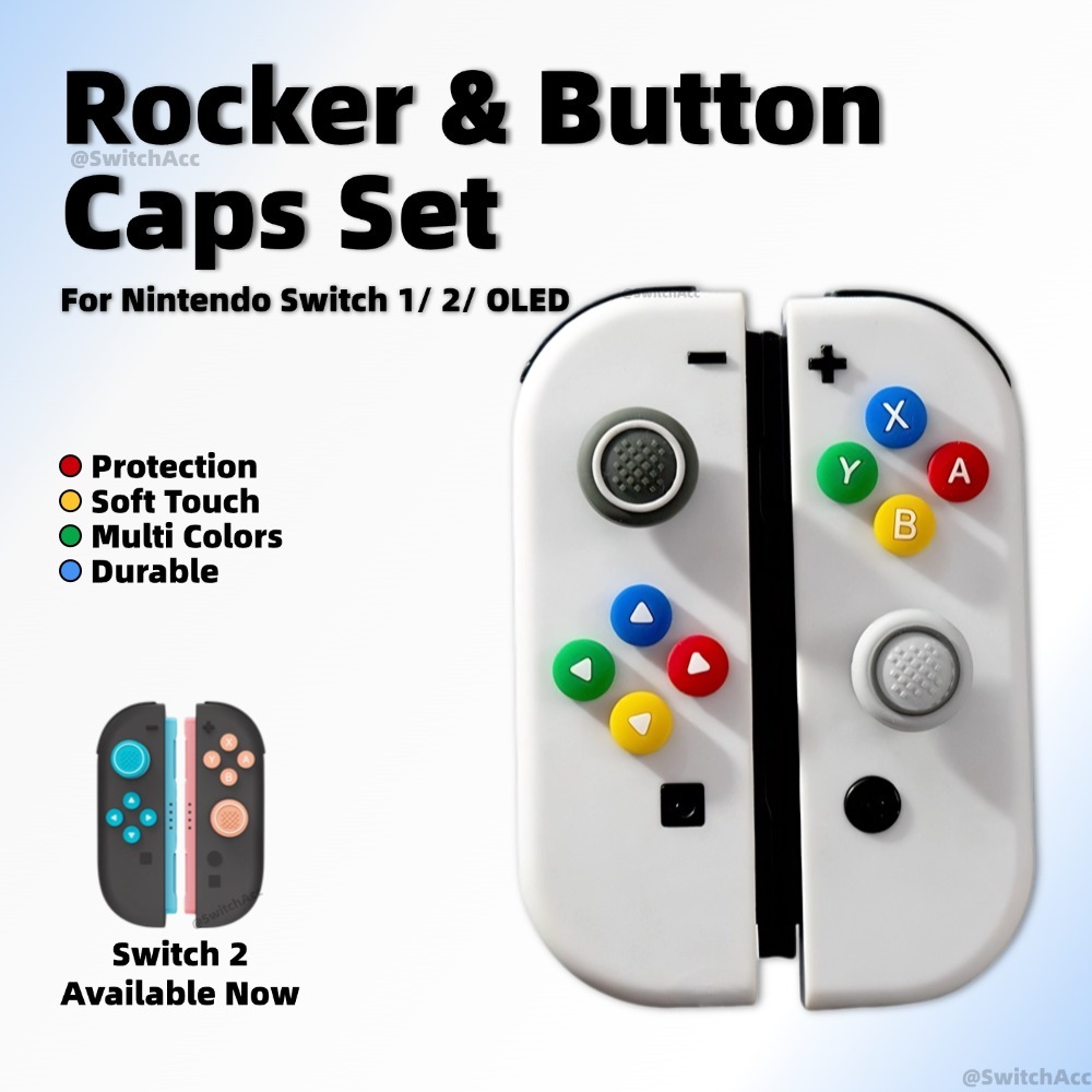 Switch Button & Rocker Caps Set for Nintendo Switch 1/ 2/ OLED Local ...