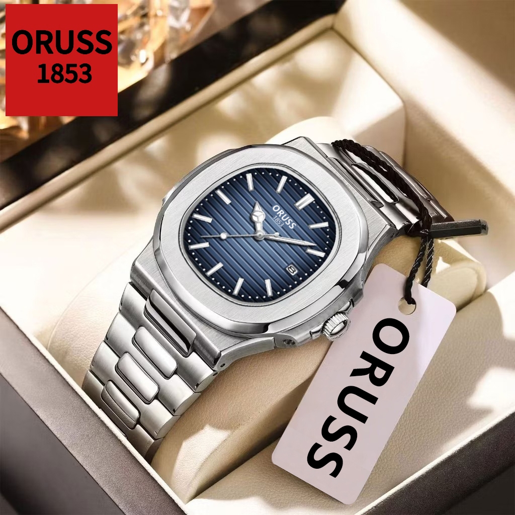 ORUSS Original Brand Men Luxury Waterproof Stainless Steel Luminous ...