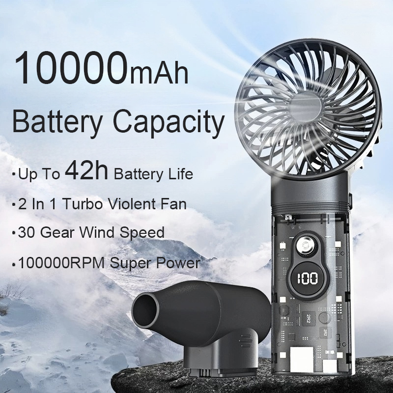 2025 New (10000mAh) Turbo Violent Fan 2in1 Multifunction 100000RPM Jet ...
