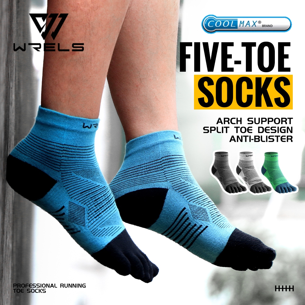 WRELS COOLMAX Stitched Five-Finger Running Socks Sports Quick Drying ...