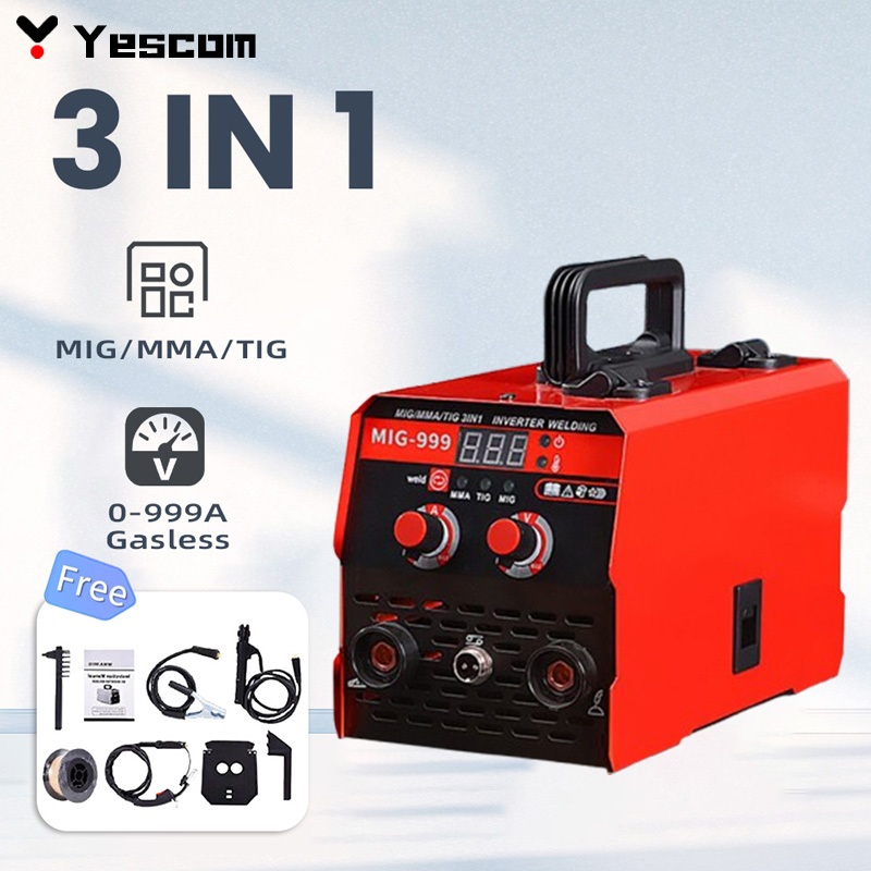 MIG Welding Machine Set Gasless Mesin Welding MIG/MMA/TIG 3IN1 Inverter ...